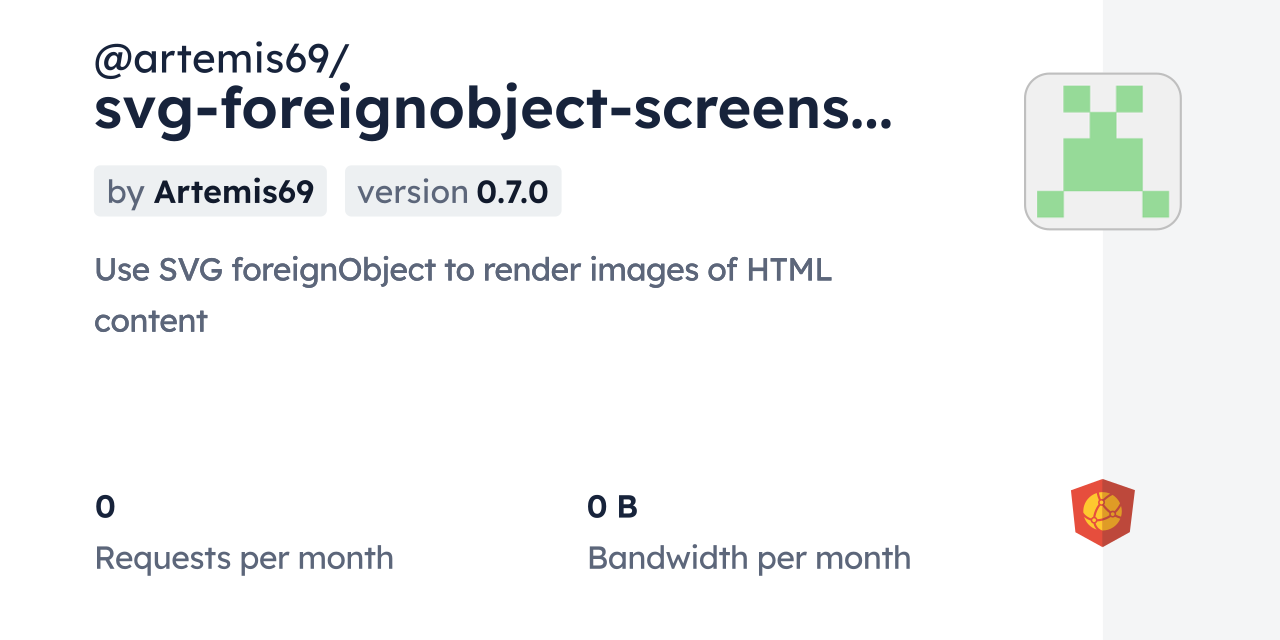 @artemis69/svg-foreignobject-screenshot CDN by jsDelivr - A CDN for npm and GitHub