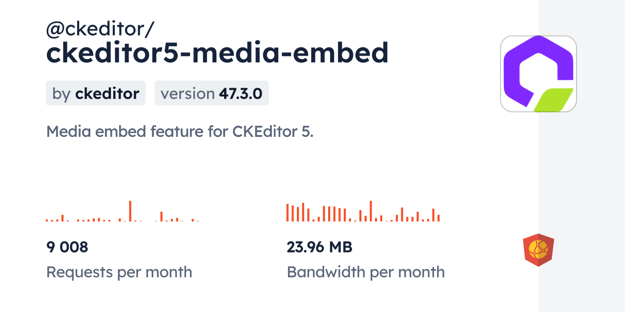 @ckeditor/ckeditor5-media-embed CDN by jsDelivr - A CDN for npm and GitHub