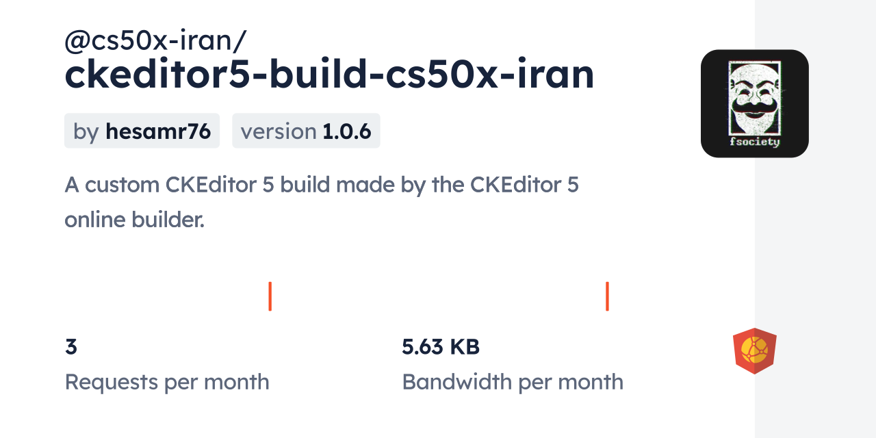 @cs50x-iran/ckeditor5-build-cs50x-iran CDN by jsDelivr - A CDN for npm and GitHub