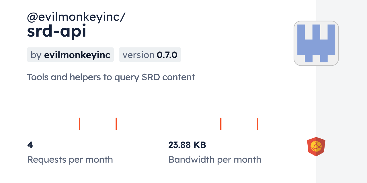 @evilmonkeyinc/srd-api CDN by jsDelivr - A CDN for npm and GitHub