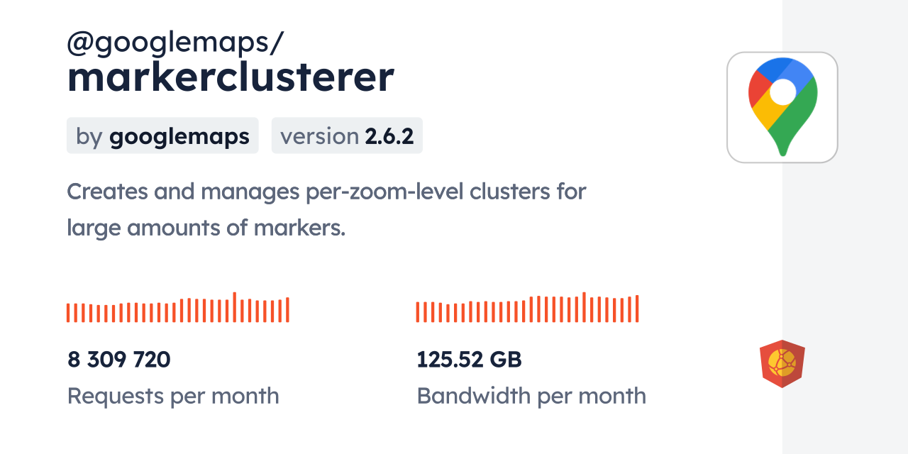 @googlemaps/markerclusterer CDN by jsDelivr - A CDN for npm and GitHub