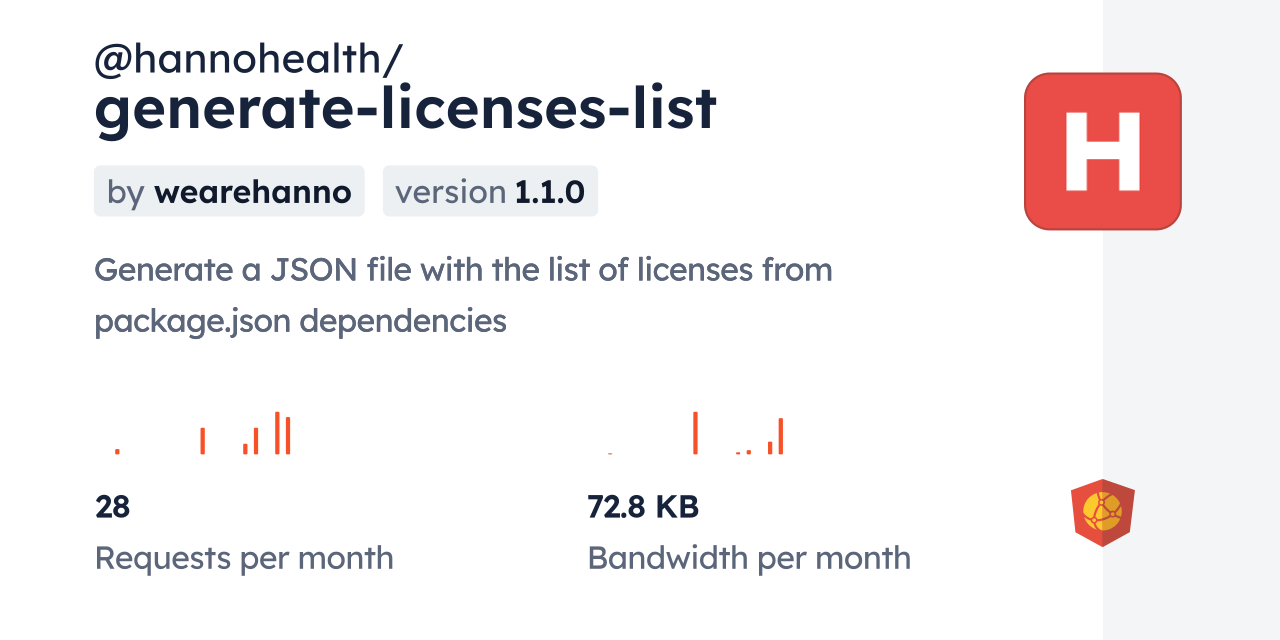 @hannohealth/generate-licenses-list CDN by jsDelivr - A CDN for npm and GitHub