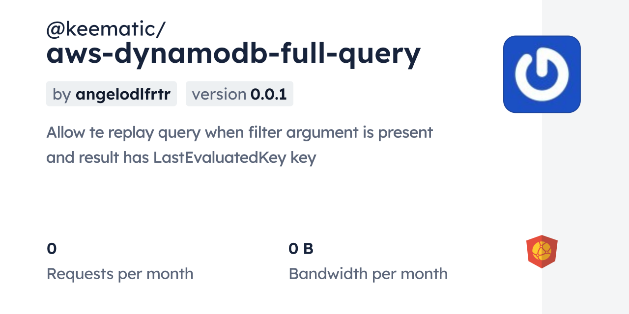 @keematic/aws-dynamodb-full-query CDN by jsDelivr - A CDN for npm and GitHub