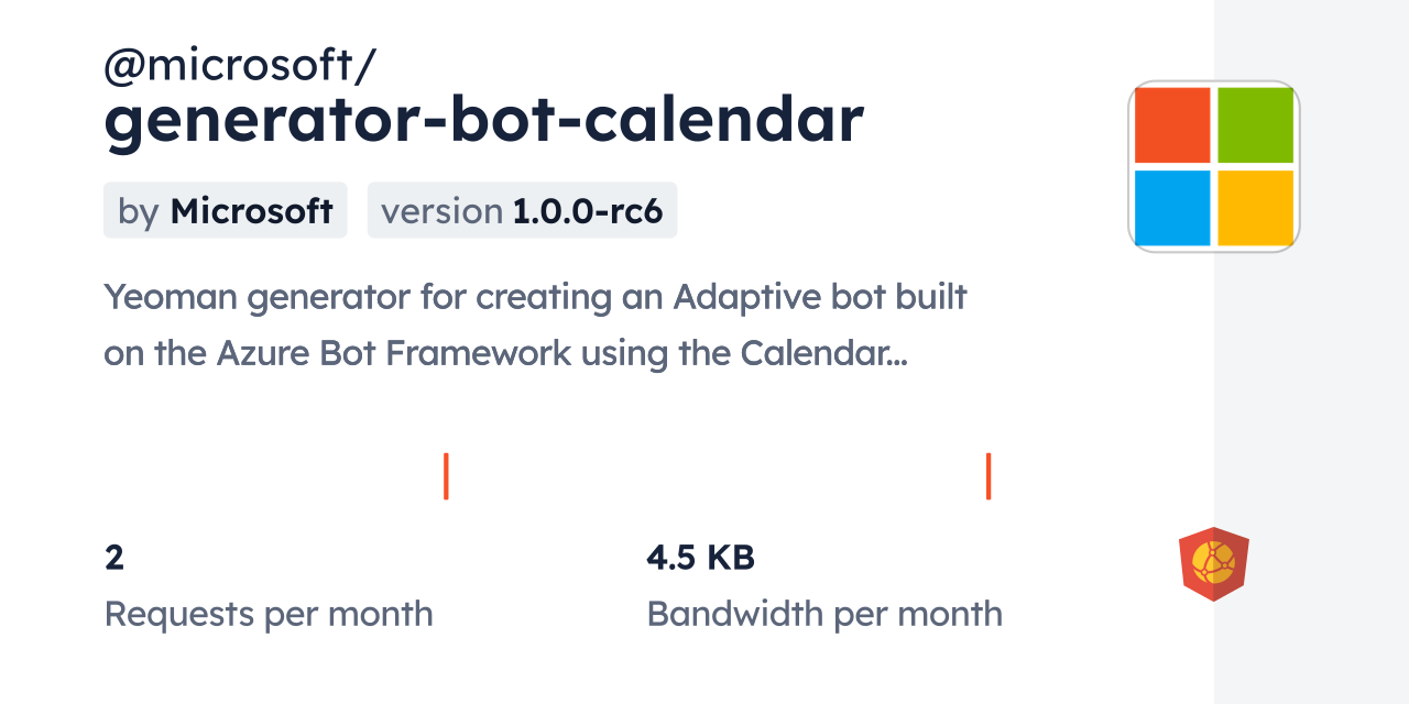 @microsoft/generator-bot-calendar CDN by jsDelivr - A CDN for npm and ...