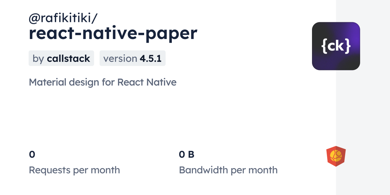 @rafikitiki/react-native-paper CDN by jsDelivr - A CDN for npm and GitHub