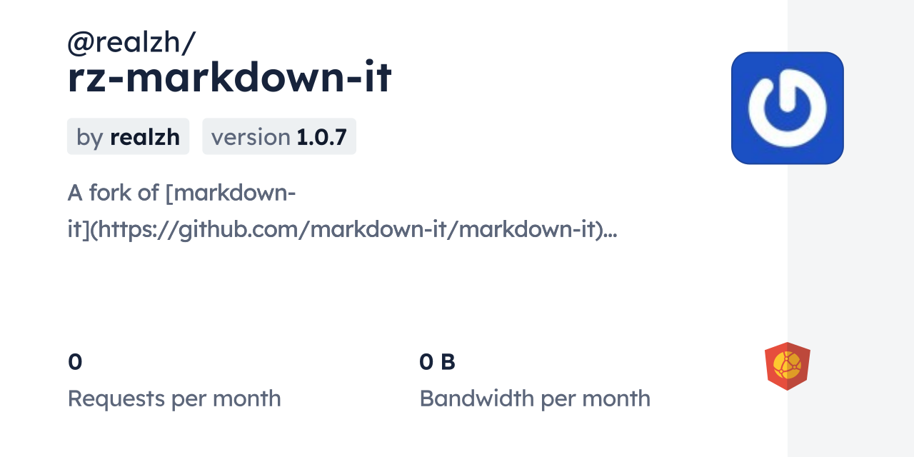 @realzh/rz-markdown-it CDN by jsDelivr - A CDN for npm and GitHub