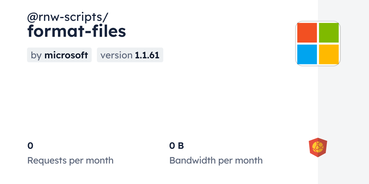 @rnw-scripts/format-files CDN by jsDelivr - A CDN for npm and GitHub
