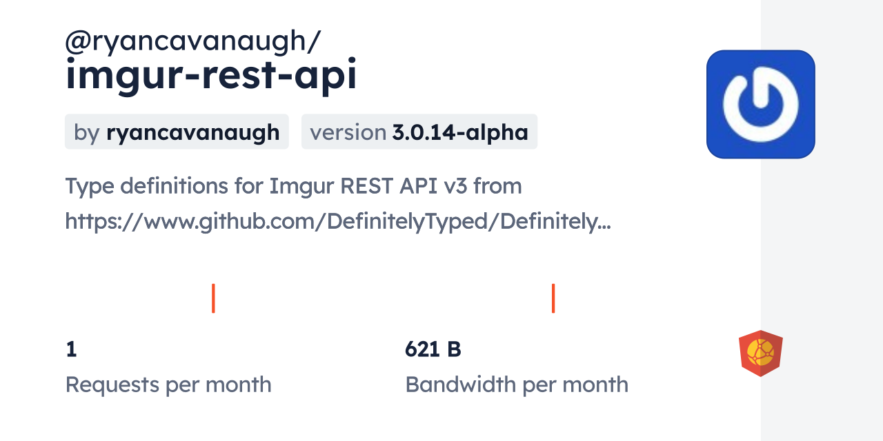 @ryancavanaugh/imgur-rest-api CDN by jsDelivr - A CDN for npm and GitHub