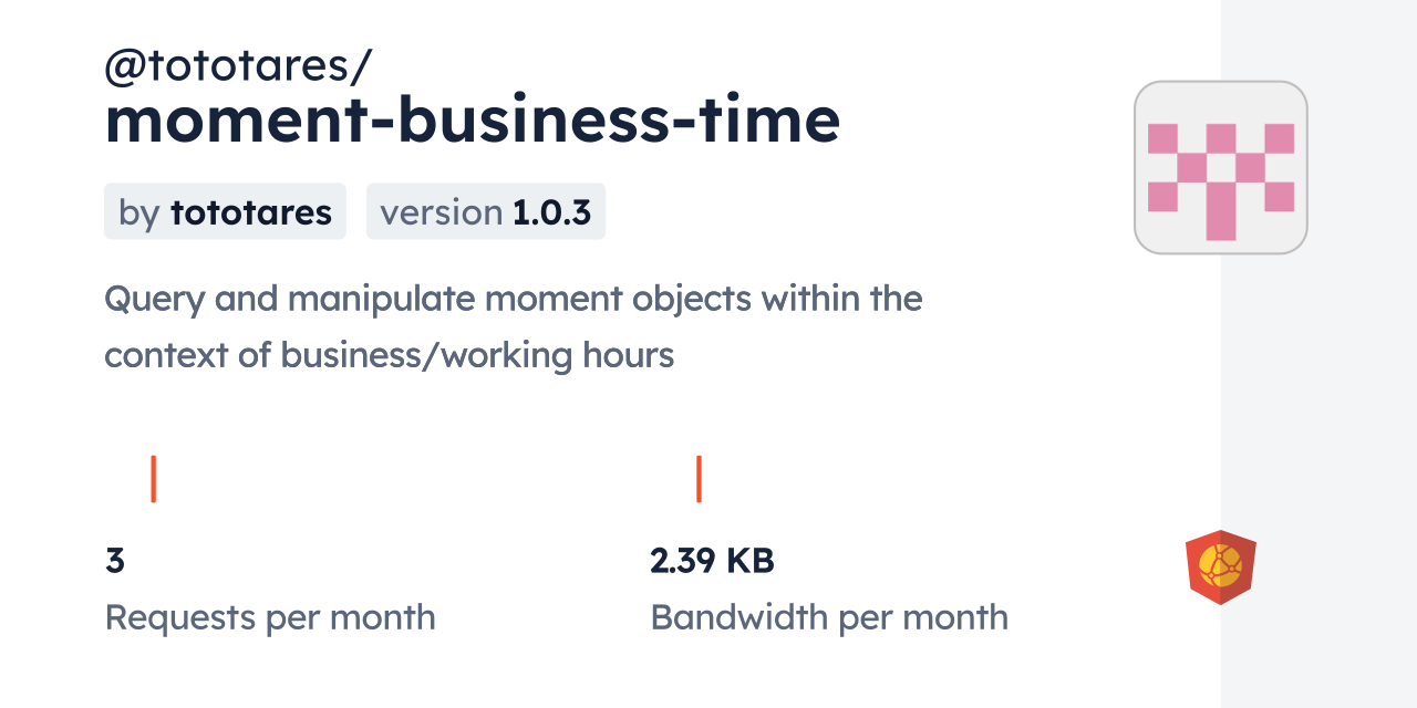 @tototares/moment-business-time CDN by jsDelivr - A CDN for npm and GitHub
