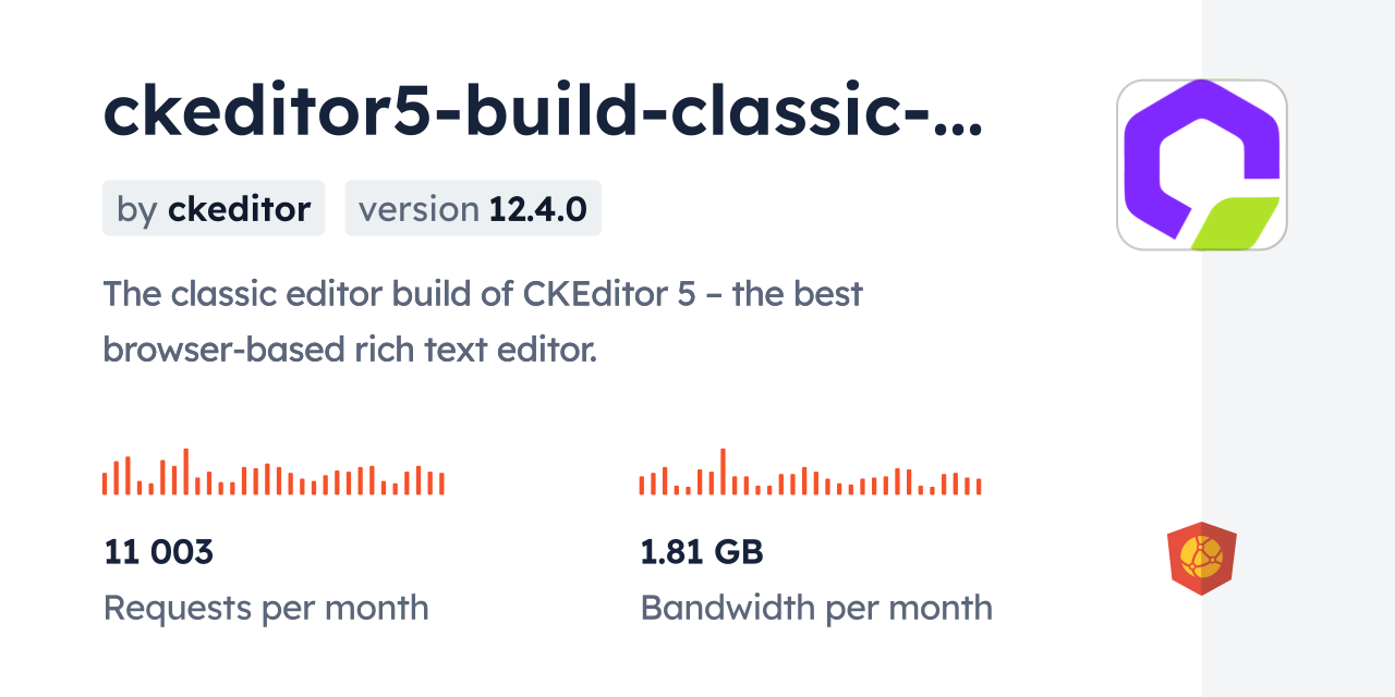 ckeditor5-build-classic-with-image-resize CDN by jsDelivr - A CDN for npm and GitHub