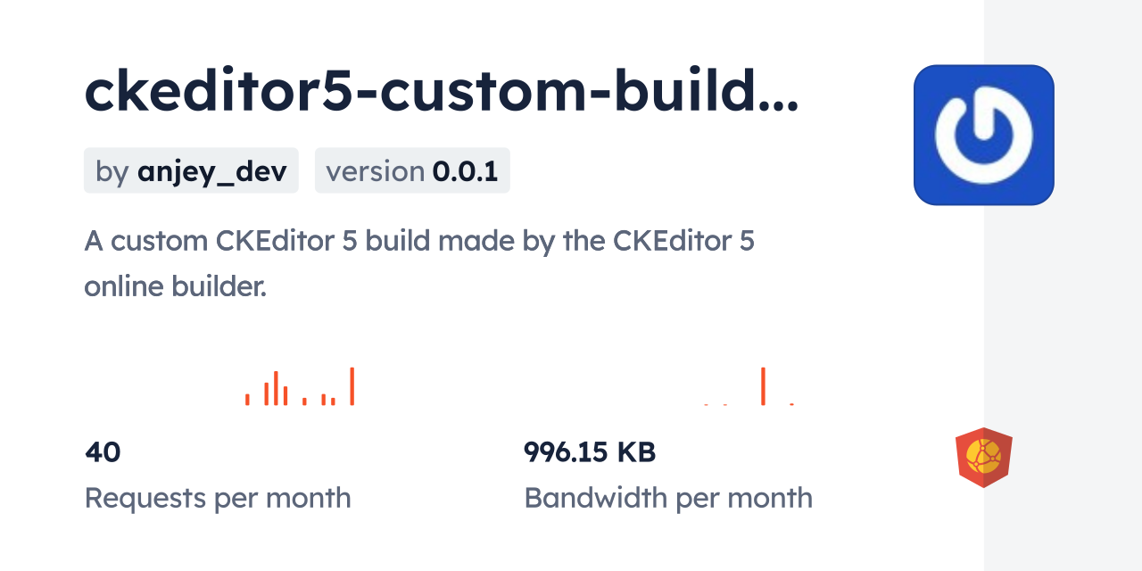 ckeditor5-custom-build-with-image-uploader CDN by jsDelivr - A CDN for npm and GitHub