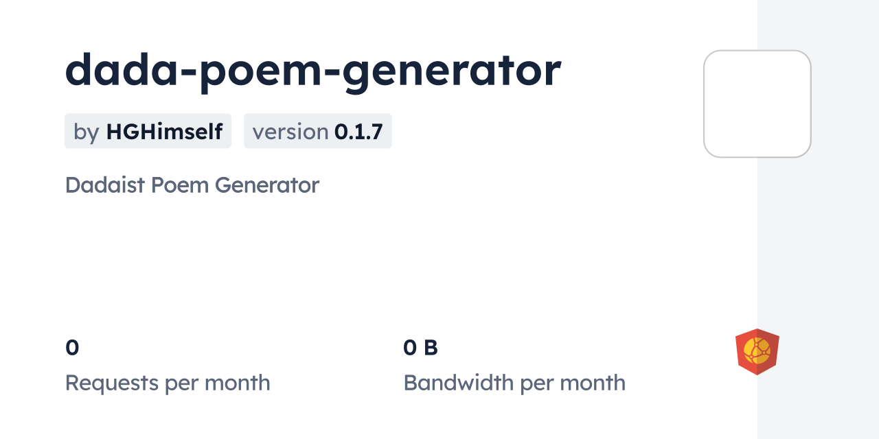 dada-poem-generator CDN by jsDelivr - A CDN for npm and GitHub