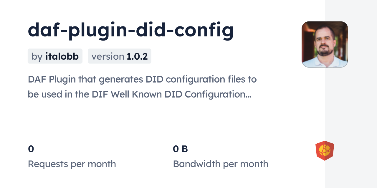 daf-plugin-did-config CDN by jsDelivr - A CDN for npm and GitHub