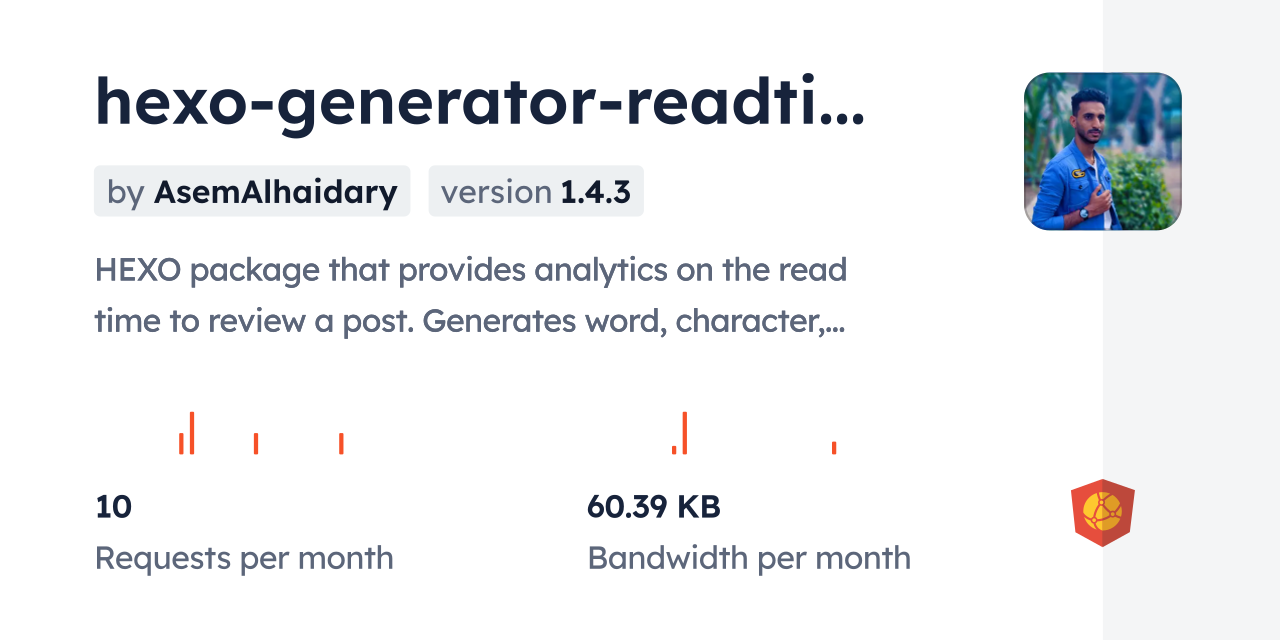hexo-generator-readtime CDN by jsDelivr - A CDN for npm and GitHub