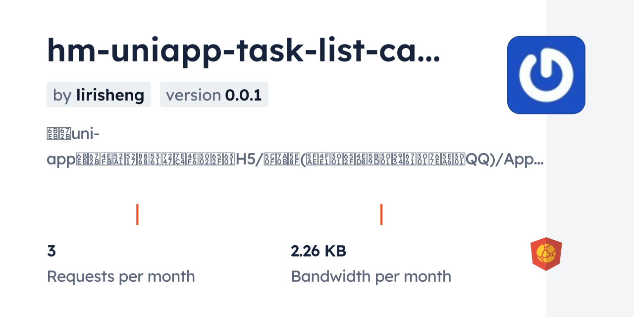 hm-uniapp-task-list-card CDN by jsDelivr - A CDN for npm and GitHub