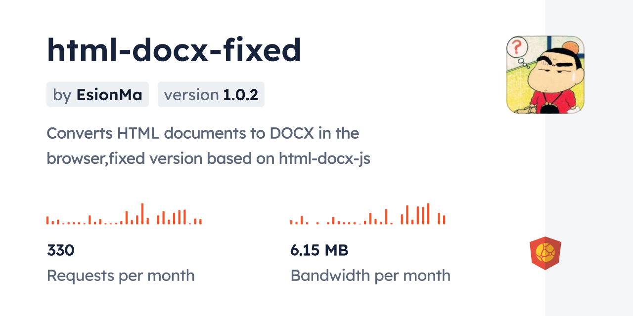 html-docx-fixed CDN by jsDelivr - A CDN for npm and GitHub