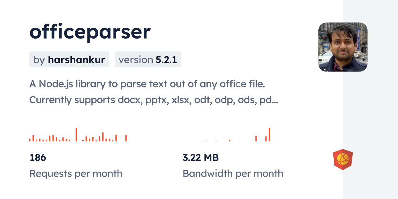 officeparser CDN by jsDelivr - A CDN for npm and GitHub