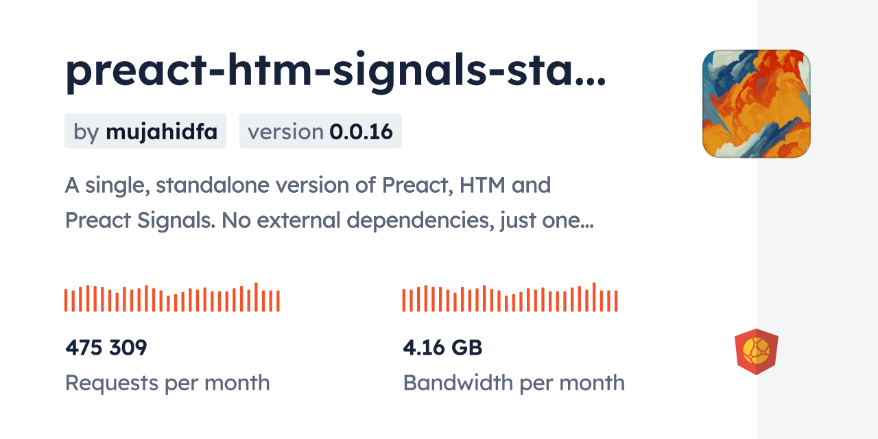 preact-htm-signals-standalone CDN by jsDelivr - A CDN for npm and GitHub