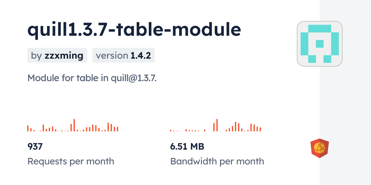 quill1.3.7-table-module CDN by jsDelivr - A CDN for npm and GitHub